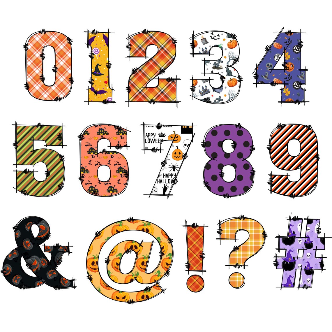 Halloween Clipart Letters PNG Doodle Alphabet Clip Art - Etsy