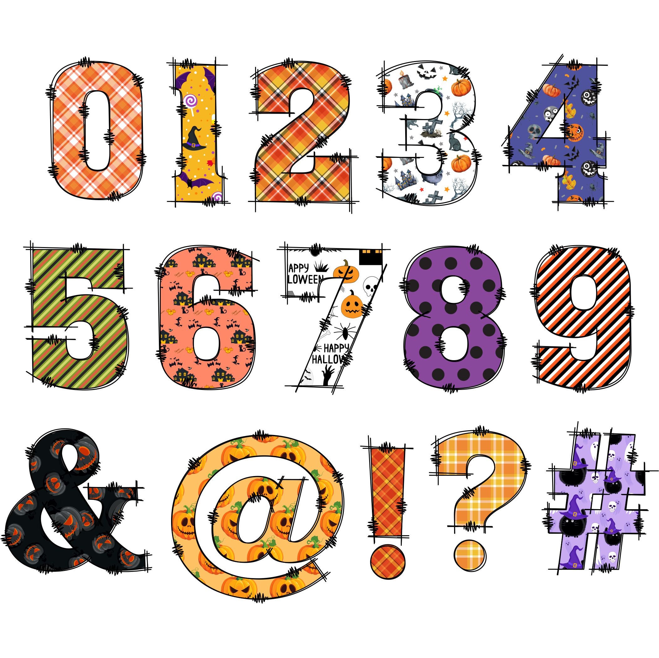 Halloween Clipart Letters PNG Doodle Alphabet Clip Art - Etsy