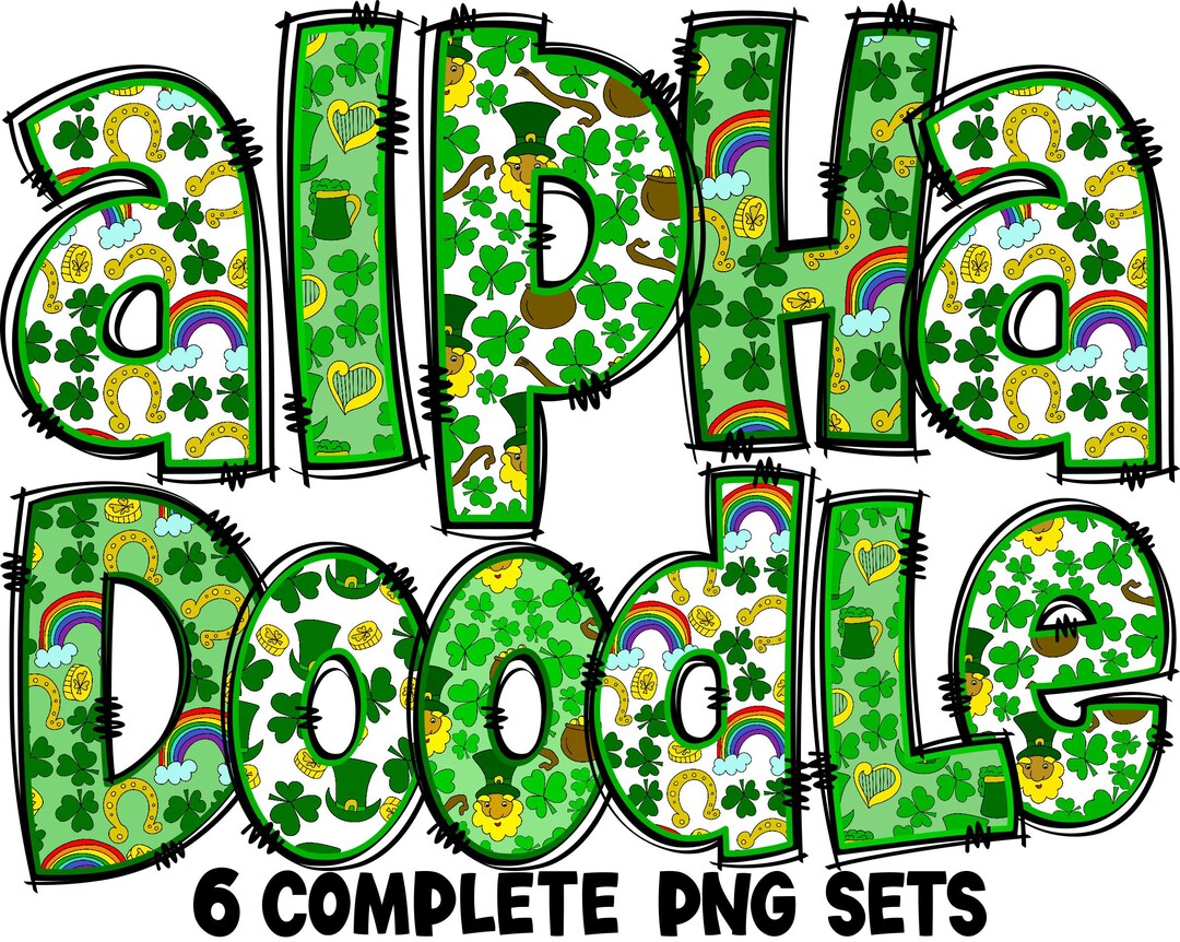 St Patrick's Day Letters PNG, Shamrock Alphabet, Doodle Irish, St Paddy ...