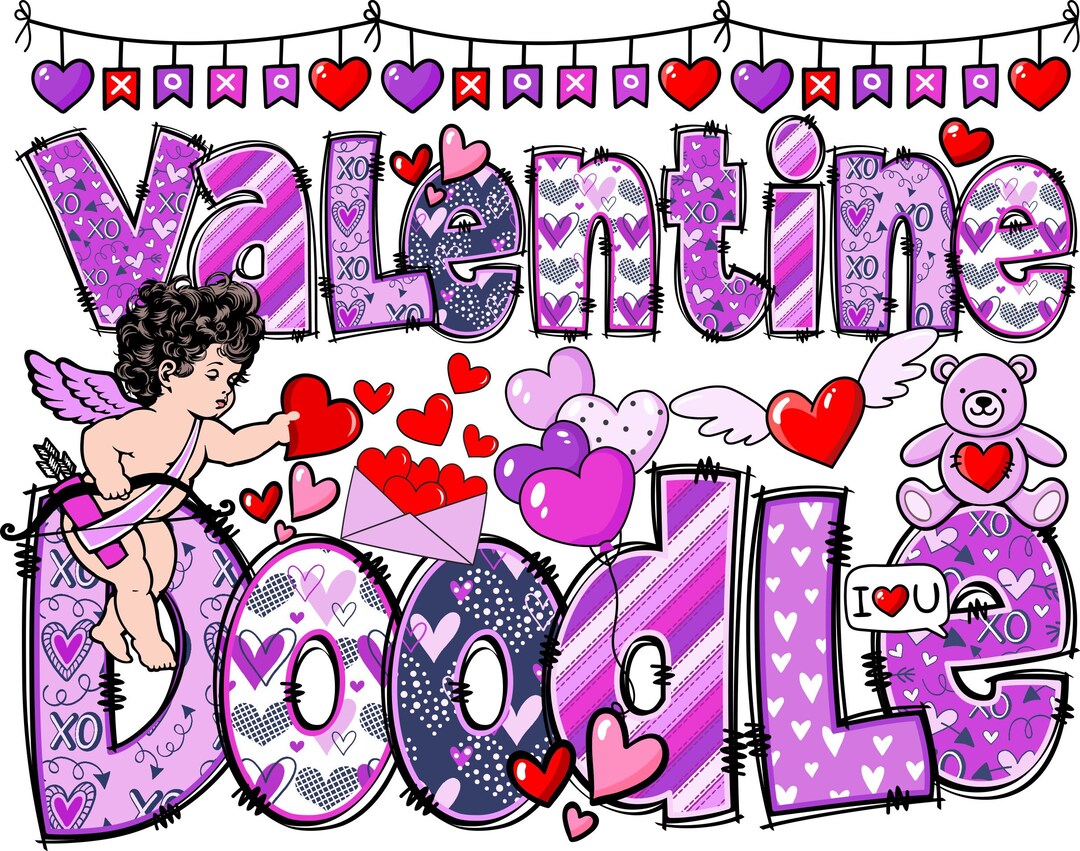 Valentine's Day Alphabet PNG, Valentines Letters, Valentines Doodle ...