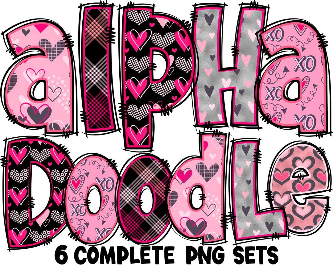 Valentine's Day Alphabet PNG, Valentines Letters, Valentines Doodle ...