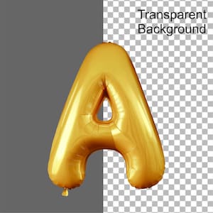 Gold Balloon PNG Letters, Transparent Background, Gold Balloon Alphabet ...