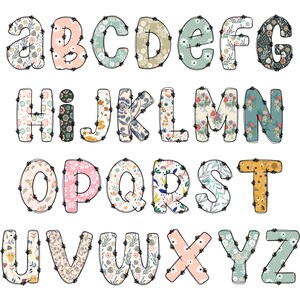 Spring Floral Alphabet PNG Doodle Alpha PNG Doodle Flowers - Etsy