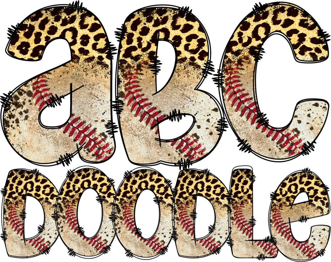 Baseball Letters PNG Leopard, Doodle Alpha, PNG, Stitching Background ...