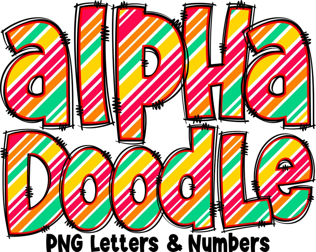 Stripe Letters & Numbers PNG, Summer Letters, Alpha Doodle, PNG Letters ...