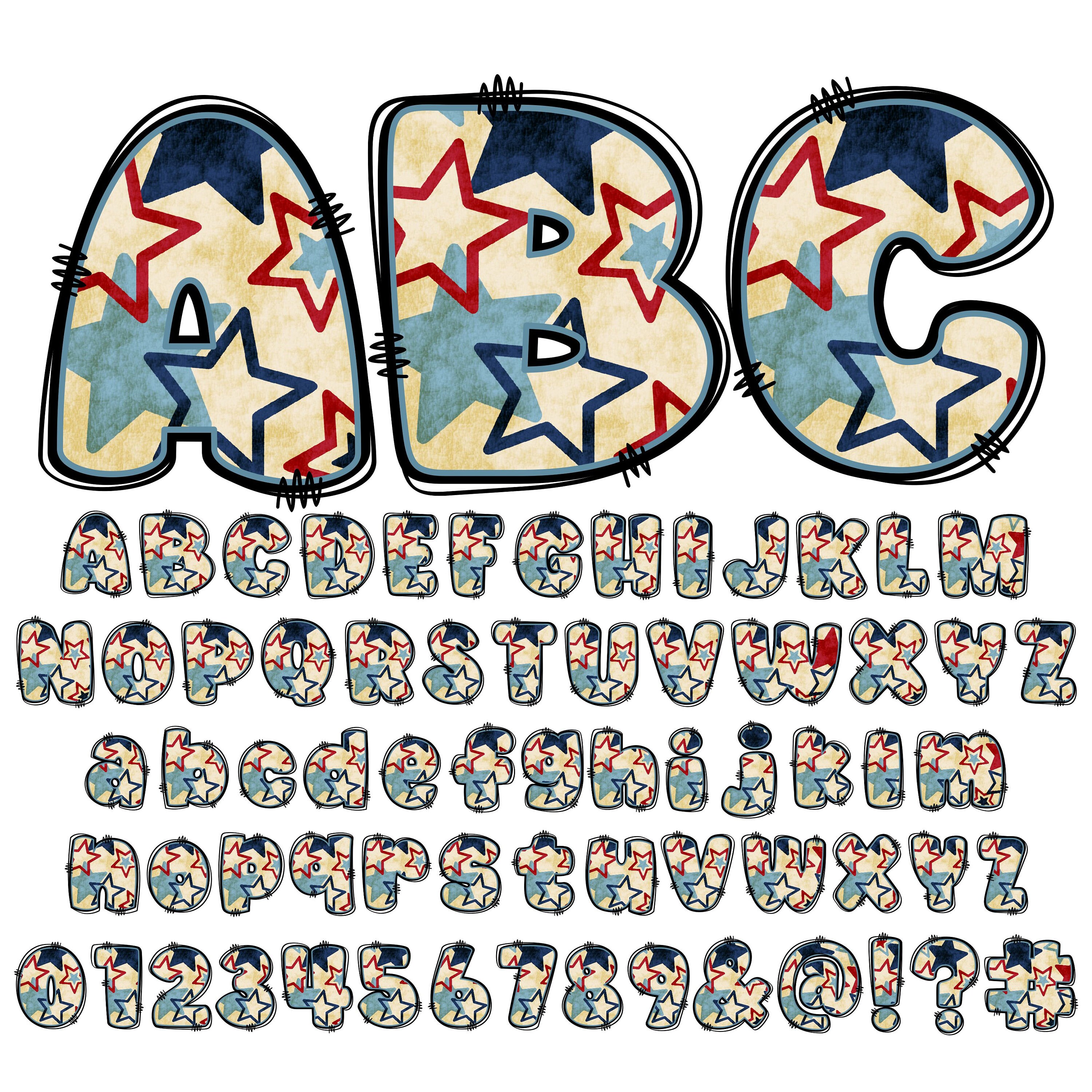 Distresses Patriotic Alphabet PNG 4th of July Independence - Etsy