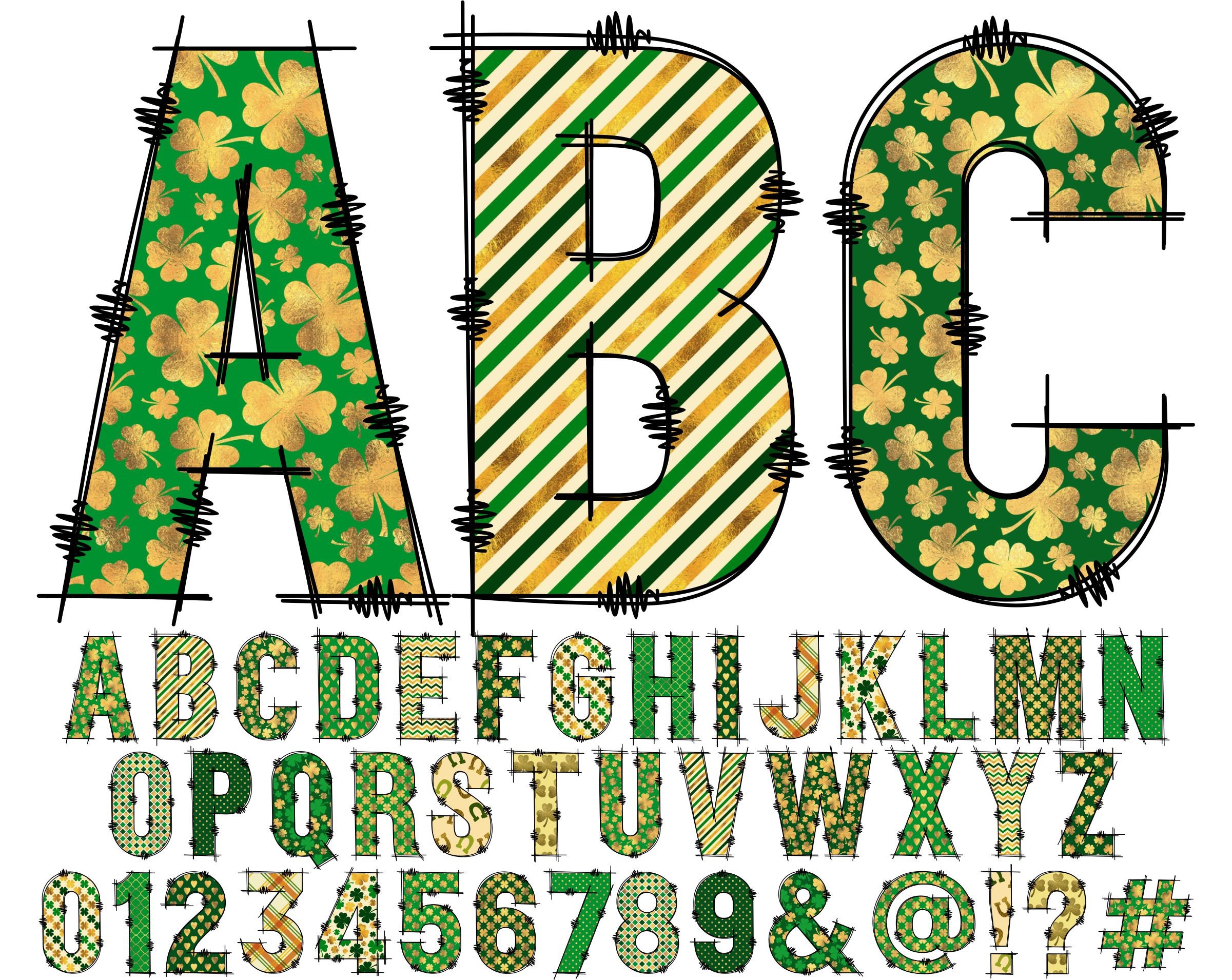 Papercraft Clovers Doodle St Paddy's Letters Patty's Day Alphabet St ...