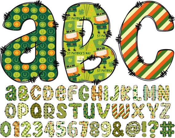 St Patrick's Day Letters PNG Shamrock Alphabet Clip Art | Etsy