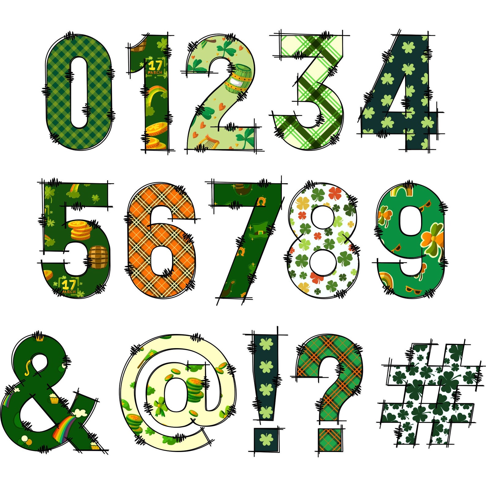 St Patrick's Day Letters PNG Shamrock Alphabet Clip Art - Etsy
