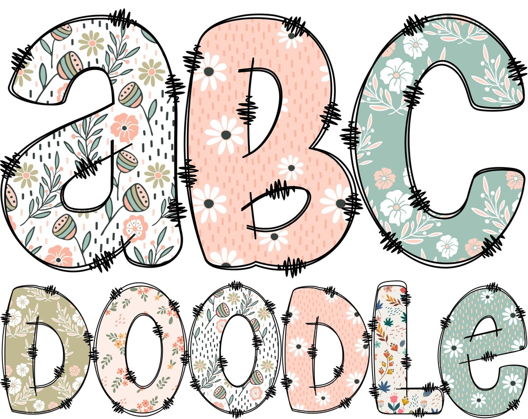 Spring Floral Alphabet PNG Doodle Alpha PNG Doodle Flowers - Etsy