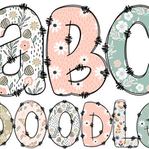 Spring Floral Alphabet PNG Doodle Alpha PNG Doodle Flowers - Etsy