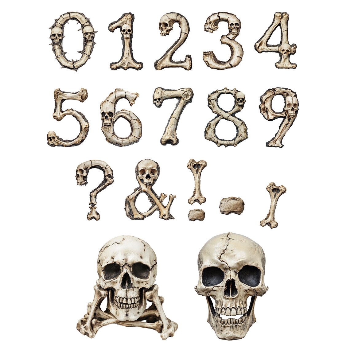 Halloween Bones Alphabet PNG, Skull Alphabet Clip Art, Transparent PNG ...
