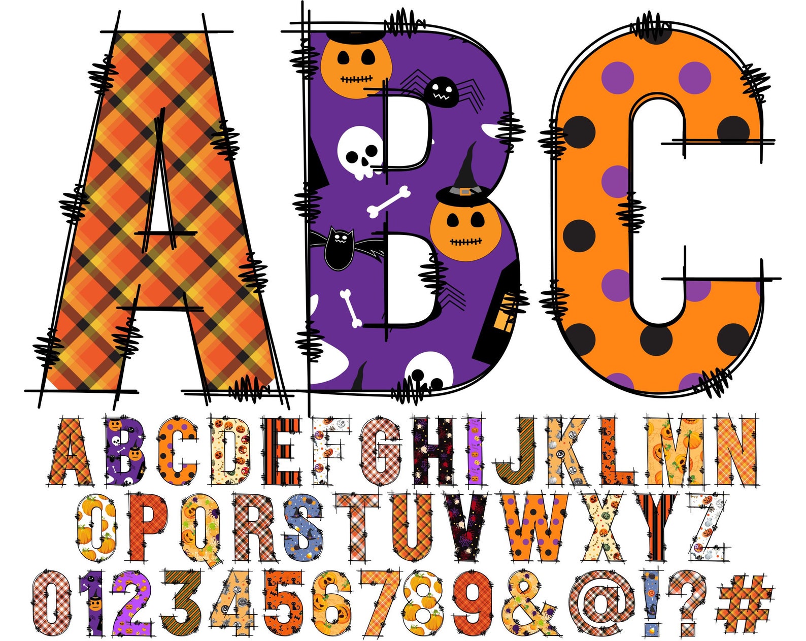Halloween Clipart Alphabet PNG Doodle Alphabet Clip Art - Etsy