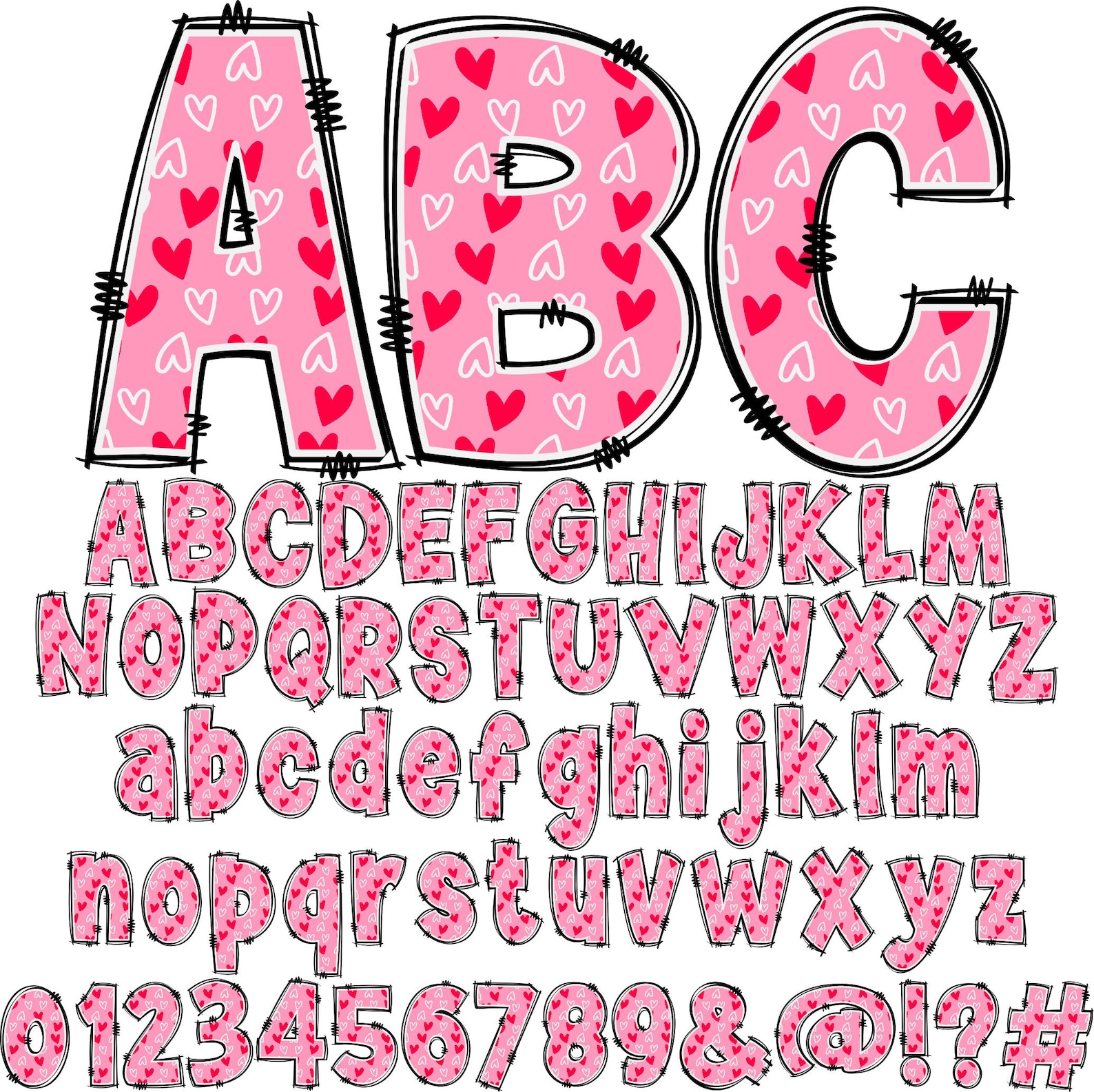Valentine's Day Alphabet PNG, Valentines Letters, Valentines Doodle ...