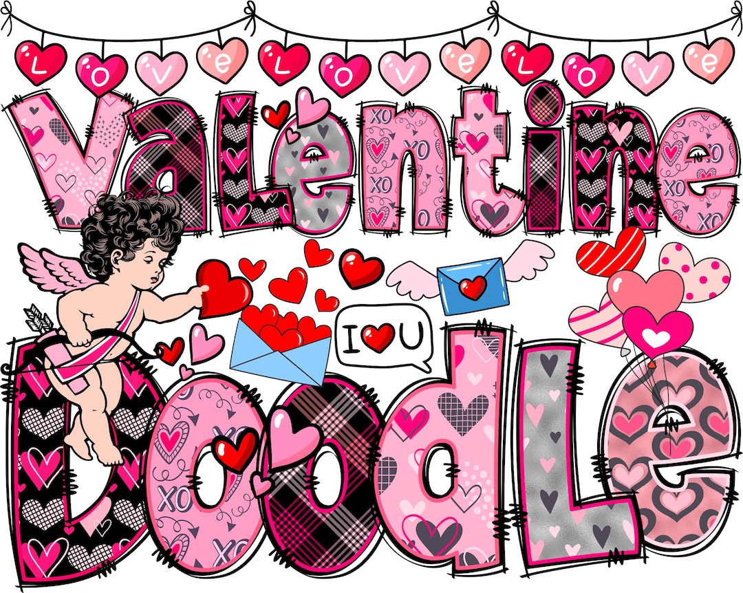 Valentine's Day Alphabet PNG, Valentines Letters, Valentines Doodle ...