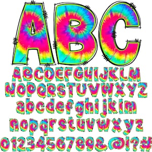 Tie Dye Alphabet PNG, Doodle Alphabet Clip Art, Transparent PNG, Doodle ...