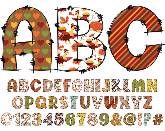 Thanksgiving Clipart Alphabet PNG Watercolor Clip Art | Etsy