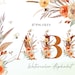 Watercolor Flowers Alphabet PNG, Autumn Gold Pink Floral Alphabet ...