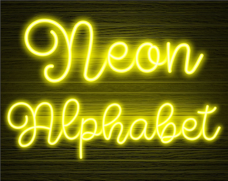 Neon Glow Effect Alphabet PNG Clip Art Letters Script Font - Etsy