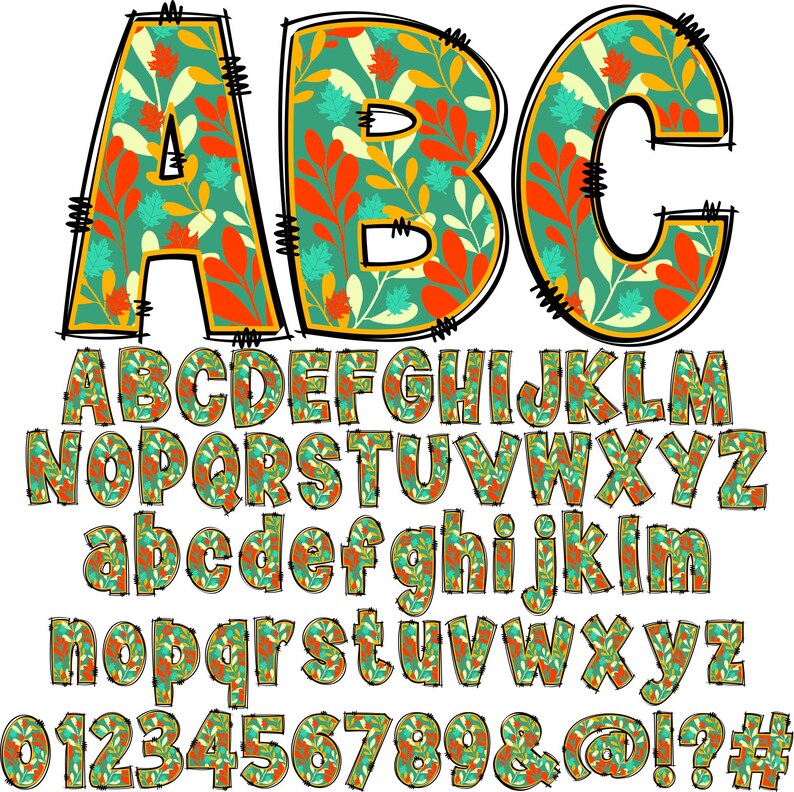 Fall Autumn Letters & Numbers PNG Alpha Doodle PNG Letters - Etsy