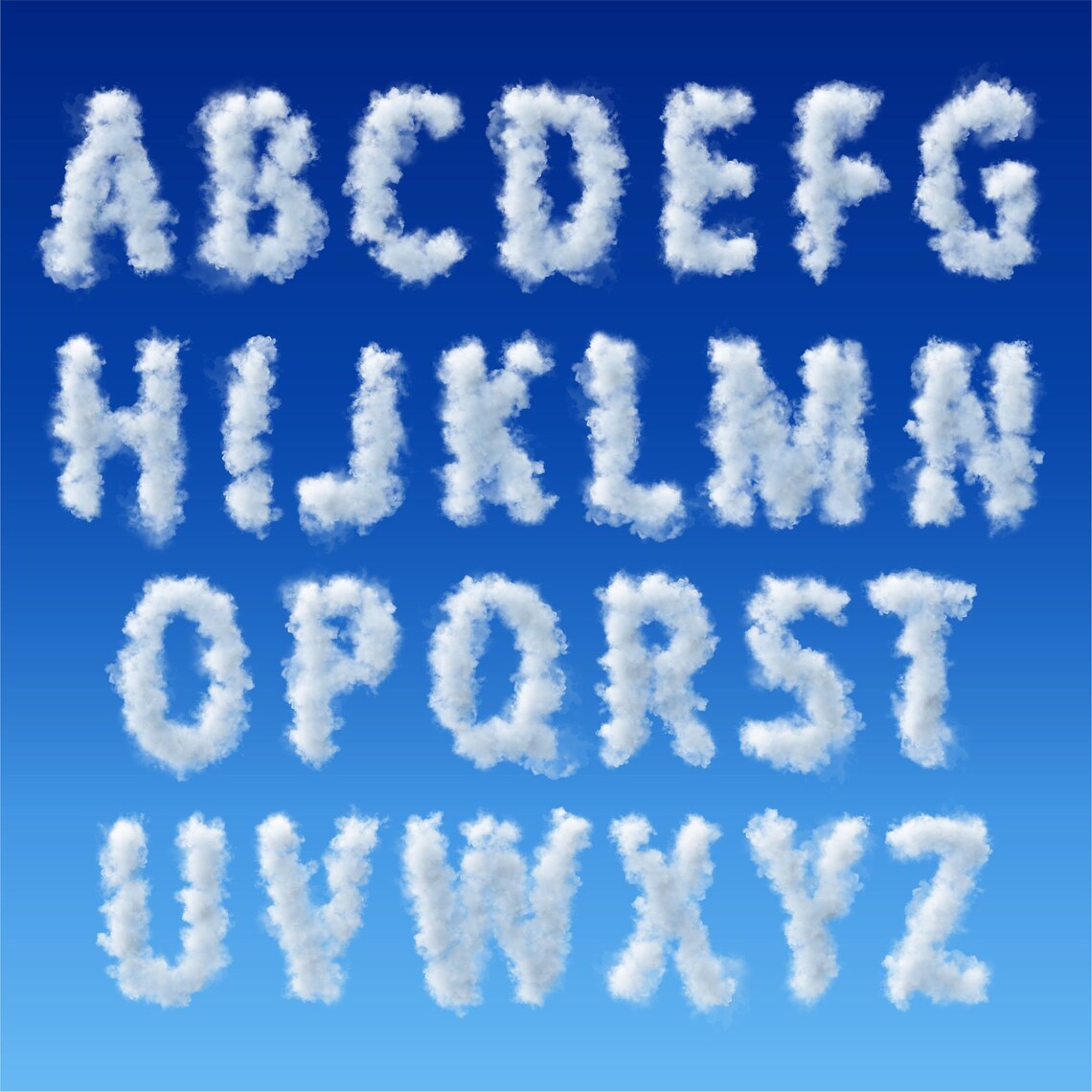 Clouds PNG Letters, Transparent Background, Clouds Alphabet Clip Art ...
