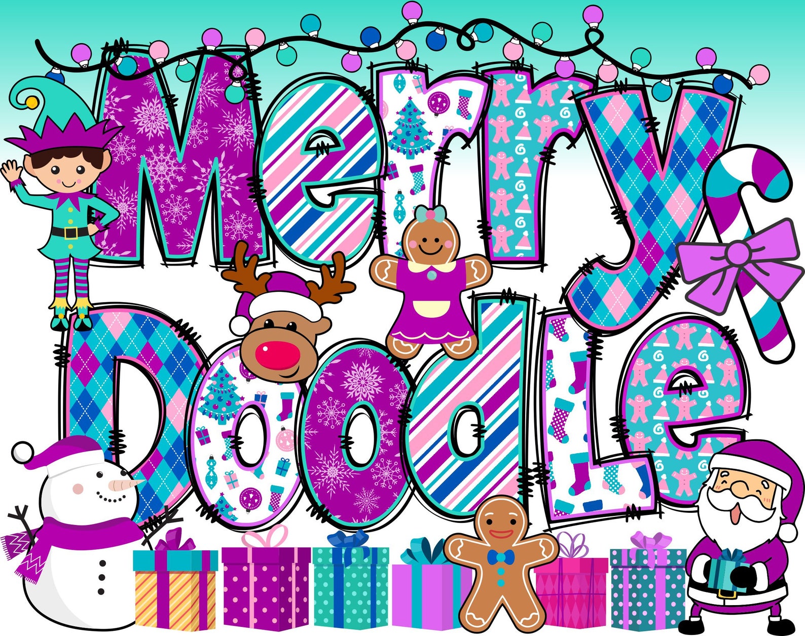 Purple Christmas Alphabet PNG, Christmas Letters, Christmas Doodle, PNG ...