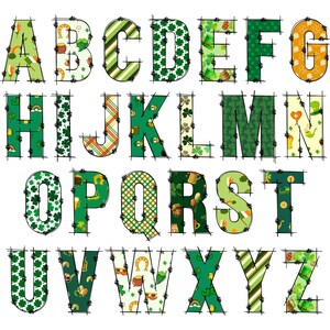 St Patrick's Day Letters PNG, Shamrock Alphabet Clip Art, Doodle Irish ...