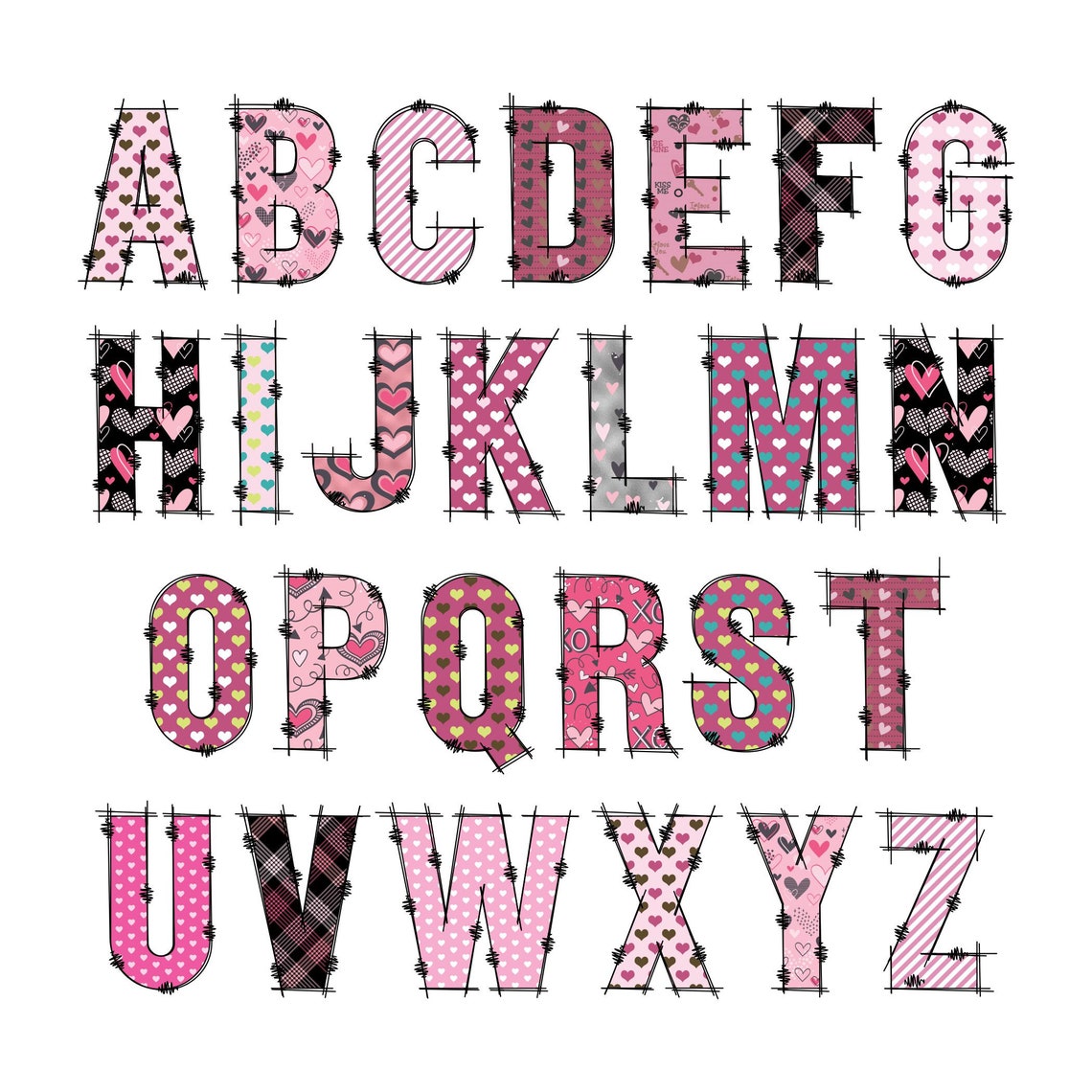 Valentine's Day Letters PNG Love Letters Clip Art PNG | Etsy