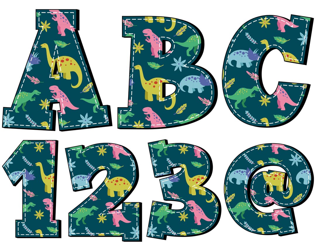 Faux Applique Dinosaur Letters PNG, Doodle Letters, Dino Letters, Alpha ...