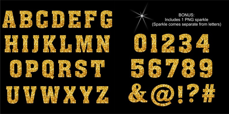 Bundle PNG Gold Glitter Letters Sparkle Clip Art Letters - Etsy