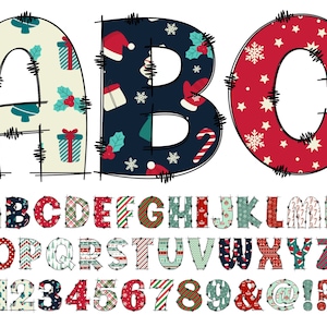 Christmas Clipart Letters PNG, Wrapping Paper Alphabet Clip Art, PNG ...
