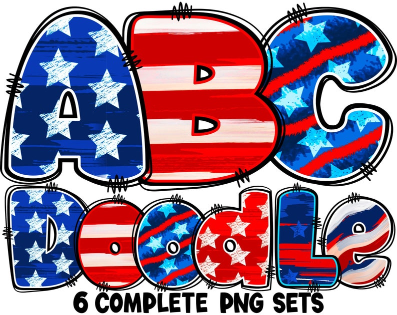 BUNDLE Patriotic Alphabet PNG 4th of July Independence Day - Etsy