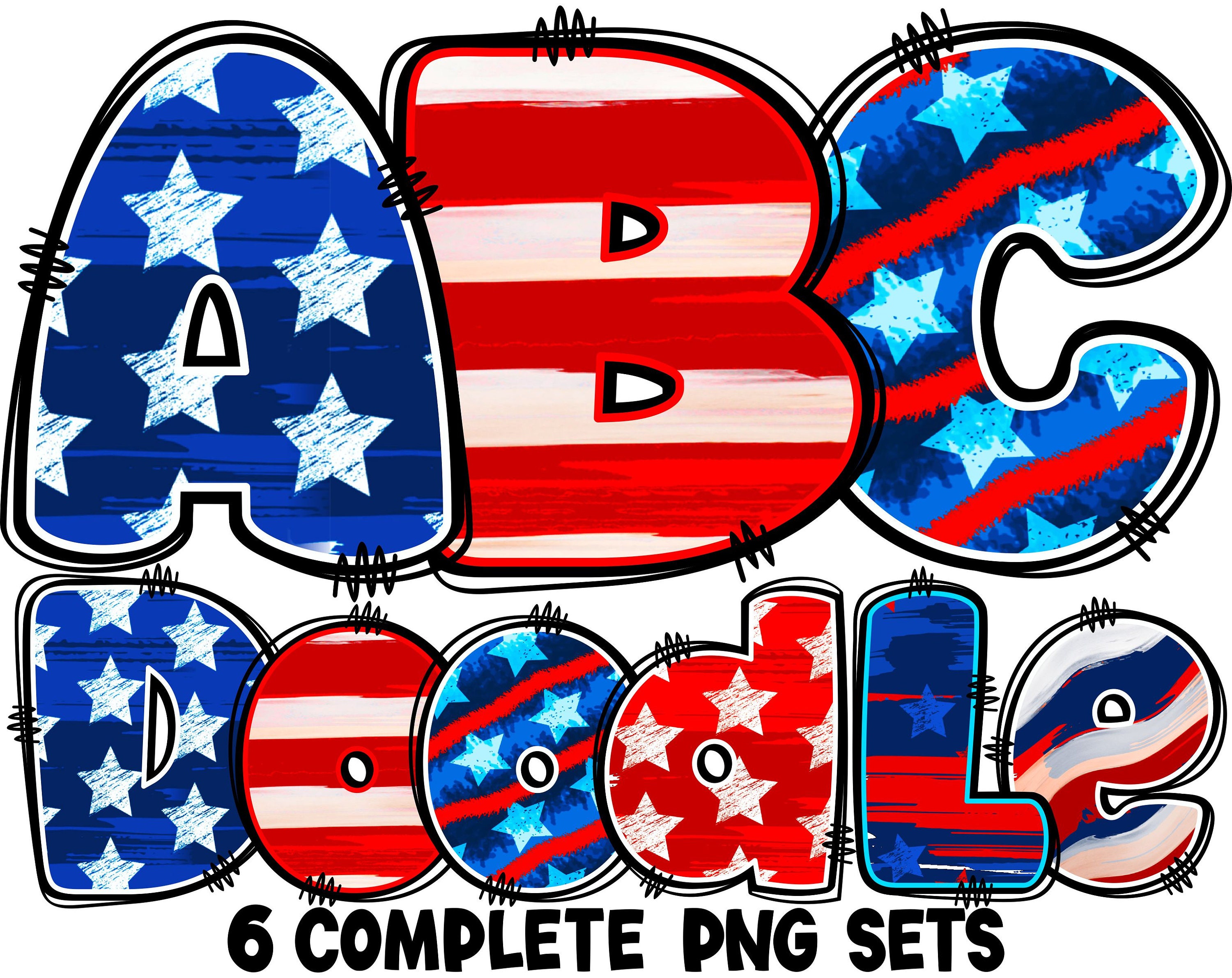 BUNDLE Patriotic Alphabet PNG 4th of July Independence Day - Etsy