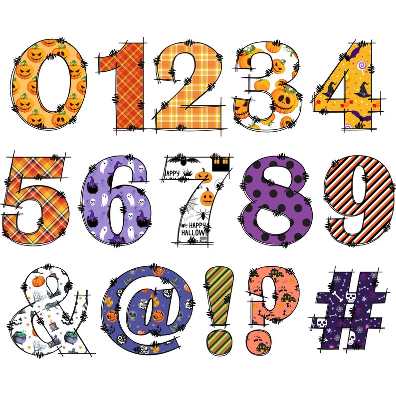 Halloween Clipart Alphabet PNG, Doodle Purple Green, Transparent PNG ...