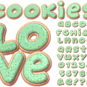 BUNDLE Cookie 3D Letters PNG, Cookies Alphabet, Candy Letters, Glazed ...