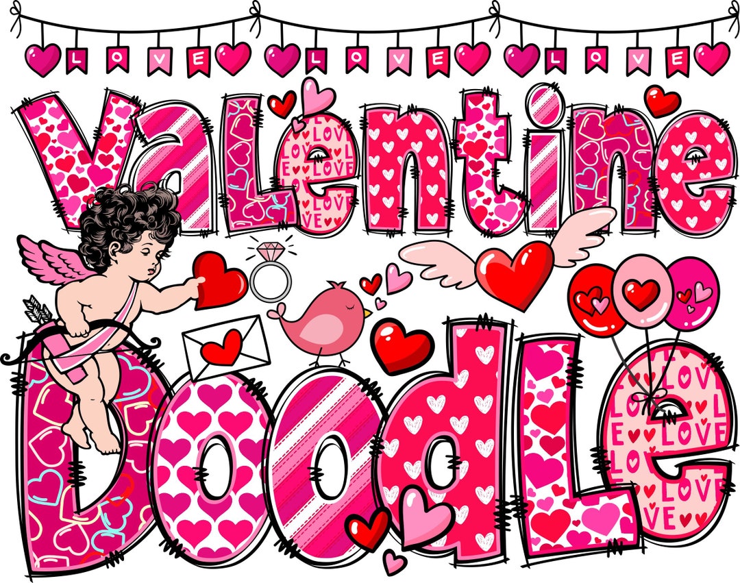Valentine's Day Alphabet PNG, Valentines Letters, Valentines Doodle ...