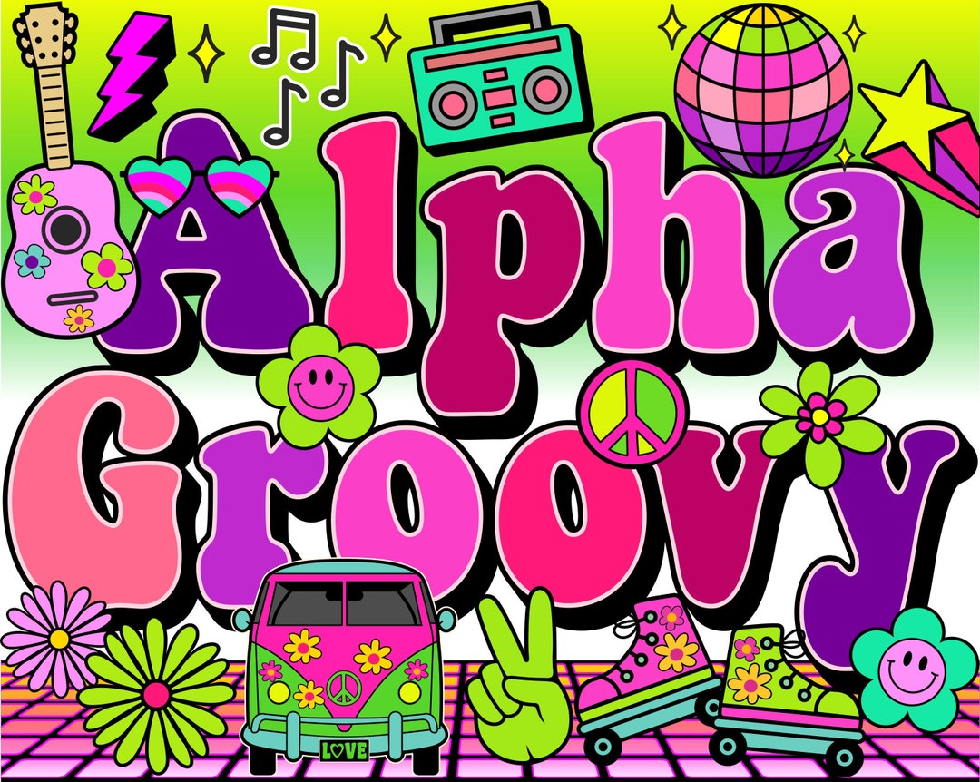 Groovy Alphabet PNG, Retro Boho Letters, Retro Doodle, Groovy Doodle ...