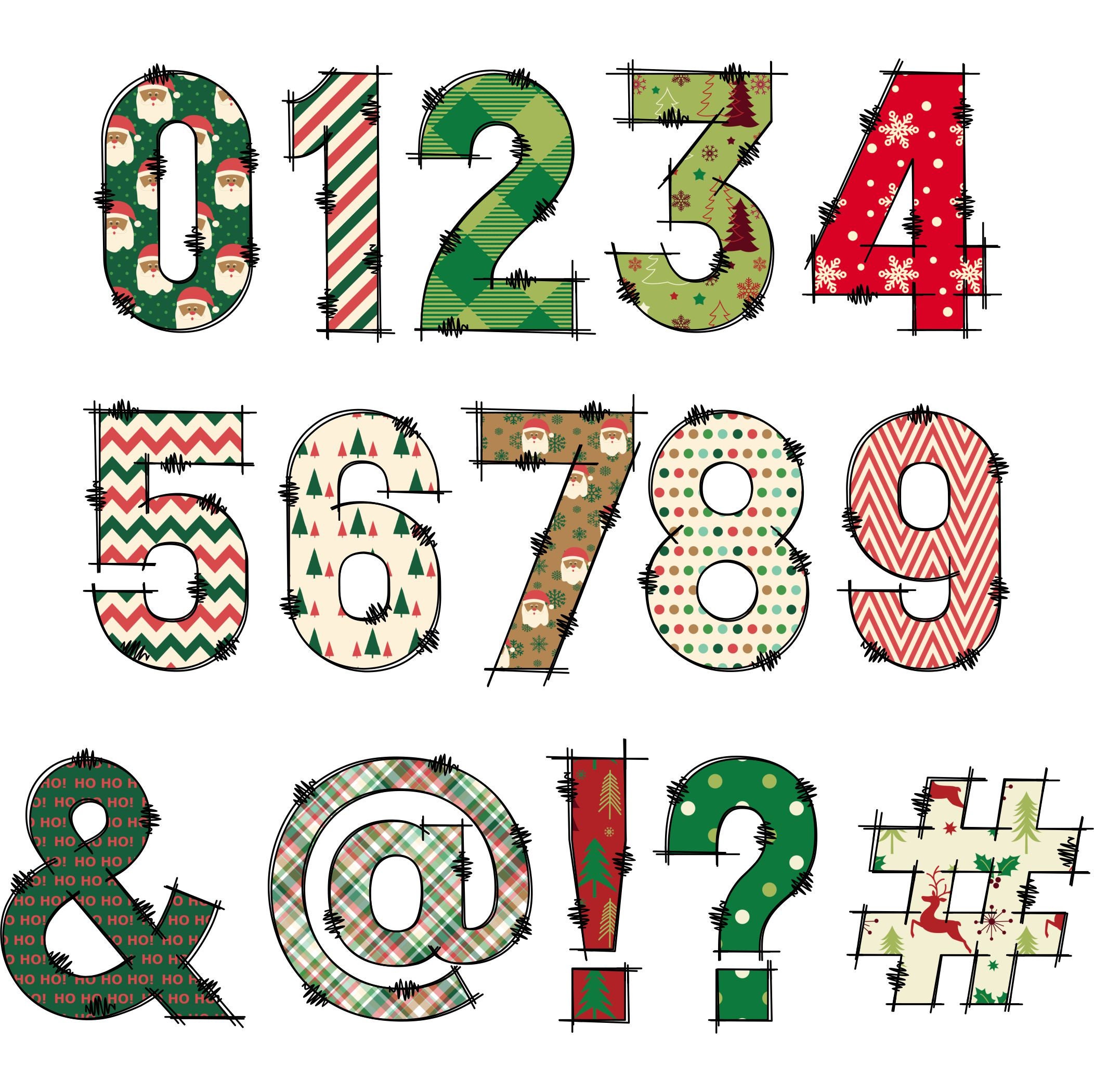 Christmas Clipart Letters PNG Wrapping Paper Alphabet Clip | Etsy