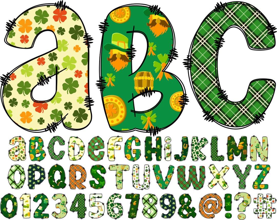 St Patrick's Day Letters PNG, Shamrock Alphabet Clip Art, St Paddy's ...