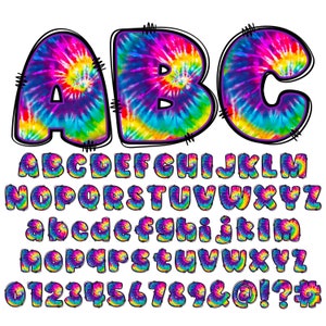 Tie Dye Alphabet PNG, Doodle Alphabet, Transparent PNG, Doodle Letters ...