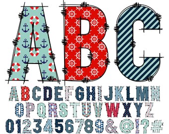Nautical Alphabet PNG Doodle Alphabet Clip Art Transparent | Etsy