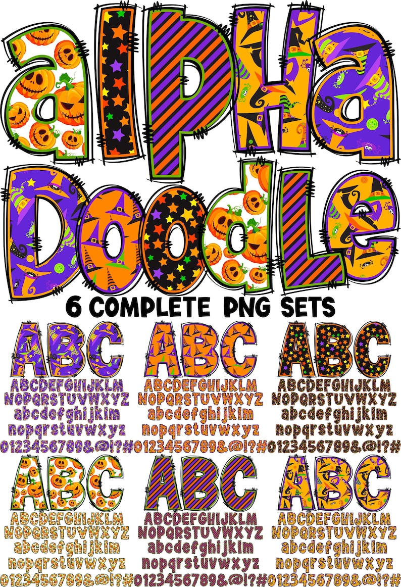 BUNDLE 48 Halloween Alphabet PNG Complete Sets, Halloween Letters ...