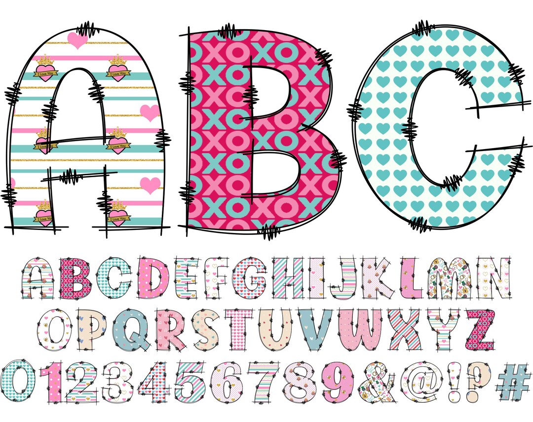 Valentine's Day Letters PNG, Love Alphabet Clip Art, PNG, Doodle ...