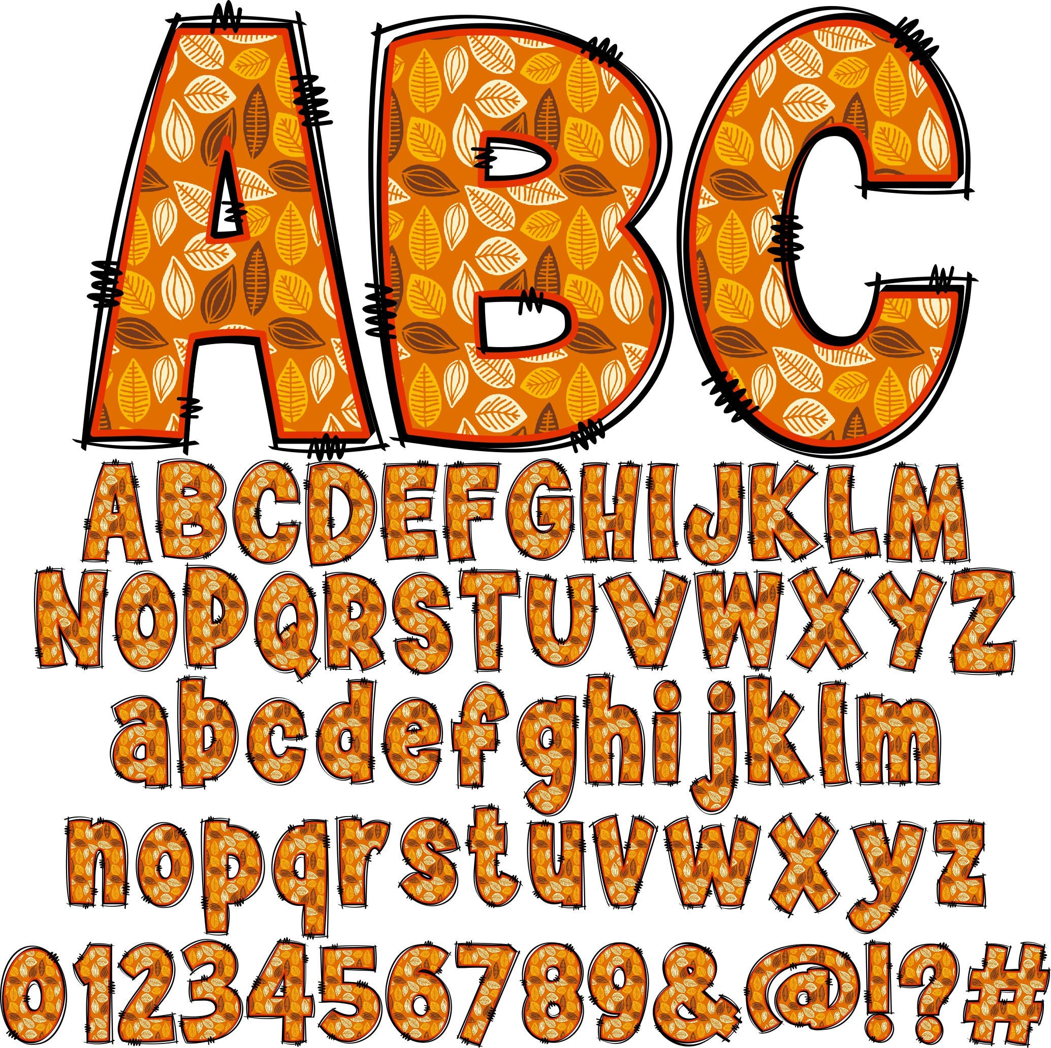 BUNDLE Autumn Fall Alphabet PNG Fall Alpha Doodle PNG - Etsy