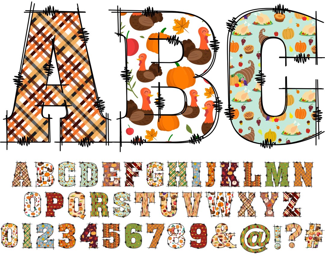Thanksgiving Alphabet PNG, Watercolor Clip Art, Transparent PNG, Doodle ...