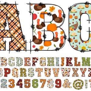 Thanksgiving Alphabet PNG, Watercolor Clip Art, Transparent PNG, Doodle ...
