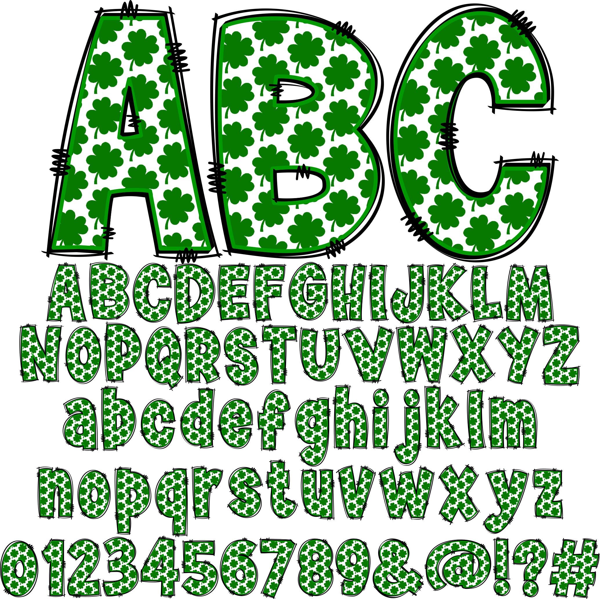 St Patrick's Day Letters PNG Shamrock Alphabet Clip Art - Etsy