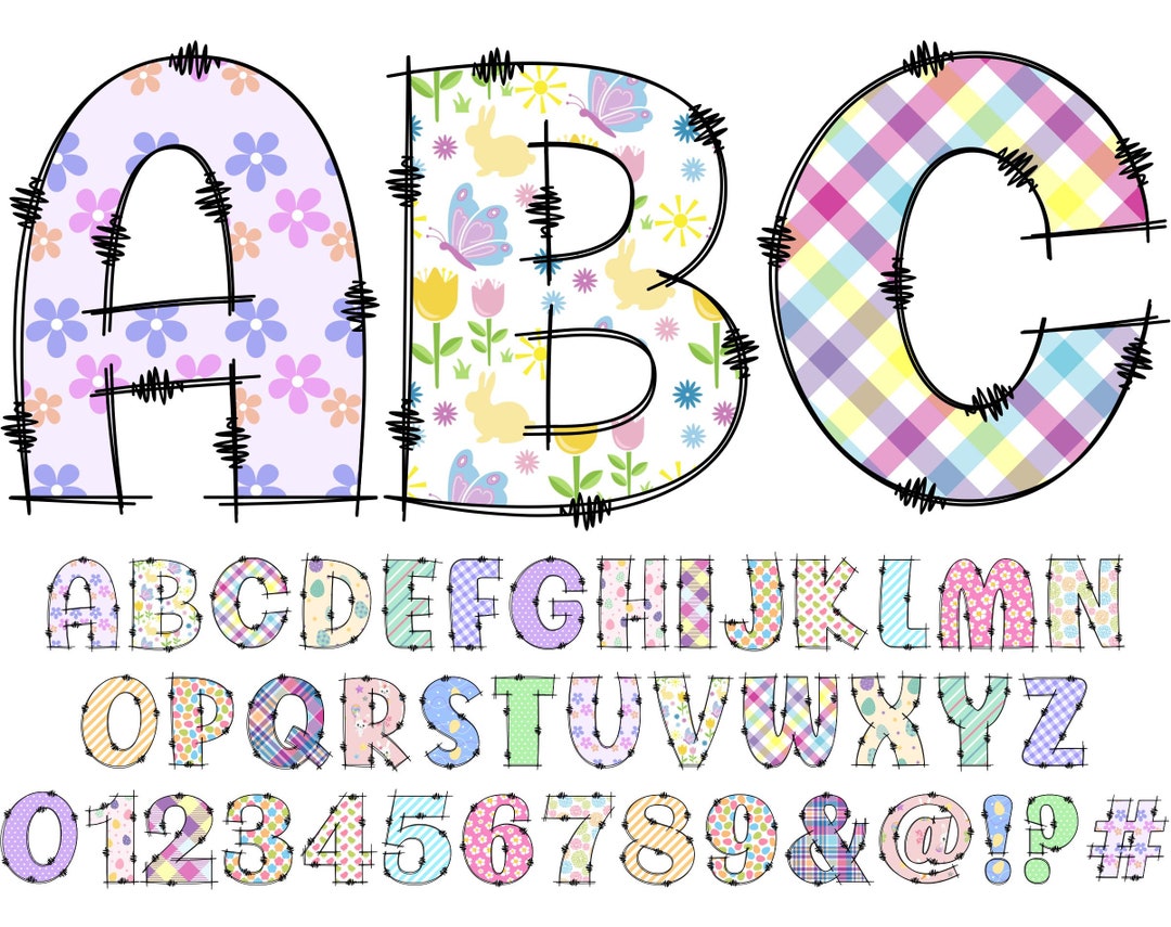Easter Alphabet PNG, Alphabet Clip Art, PNG, Doodle Easter, Doodle ...