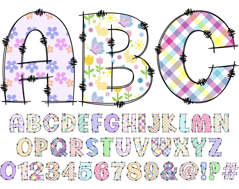 Easter Alphabet PNG Alphabet Clip Art PNG Doodle Easter - Etsy