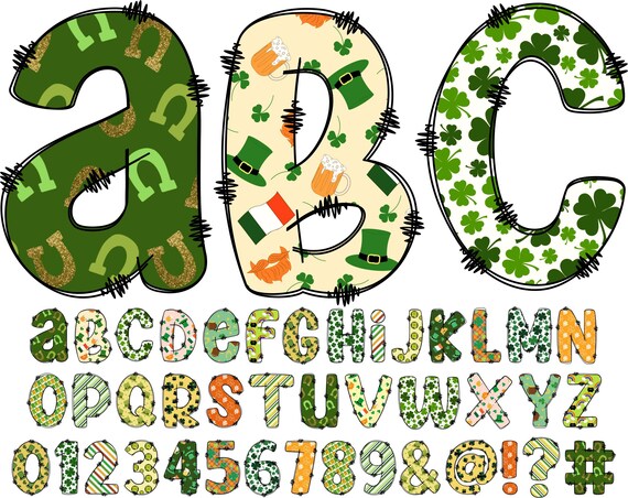 St Patrick's Day Letters PNG Shamrock Alphabet Clip Art | Etsy